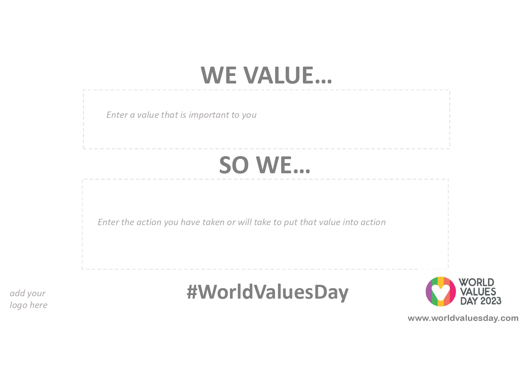 Value Templates Download – World Values Day